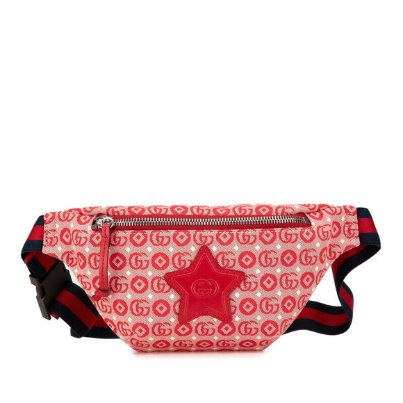 Gucci | Bags | Gucci Gg Logo Star Waist Bag Body Red Canvas Leather ...